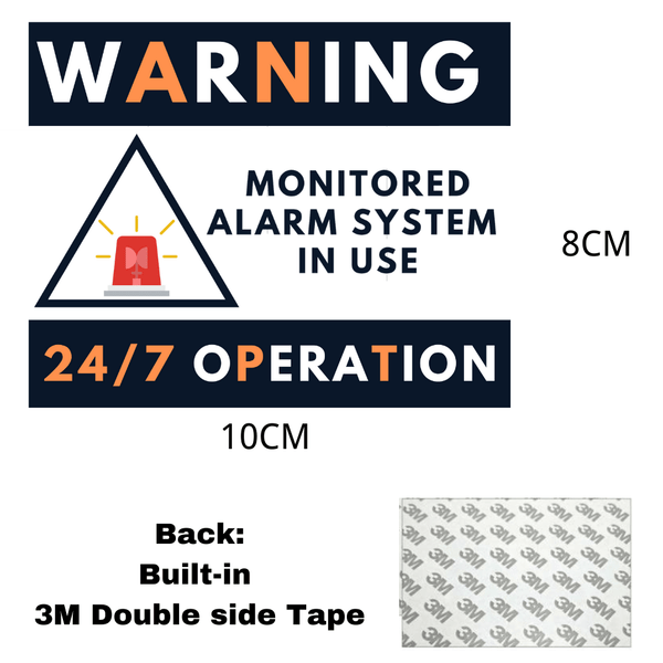 [10cm x 8cm] Security Alarm 24/7 Monitor Warning Sign Sticker Wall Win ...